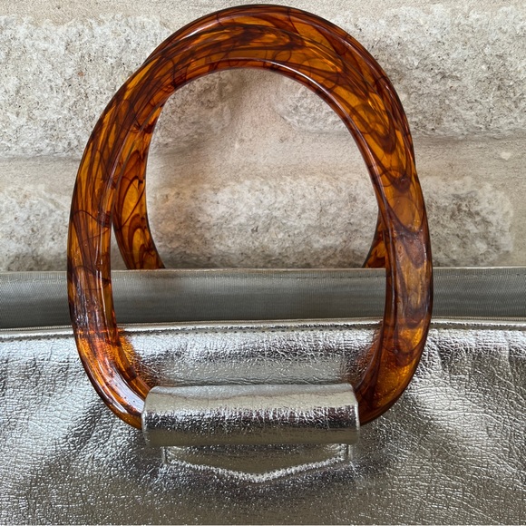 Vintage | Bags | Vintage Silver Metallic Bag Jr Florida Tortoise ...